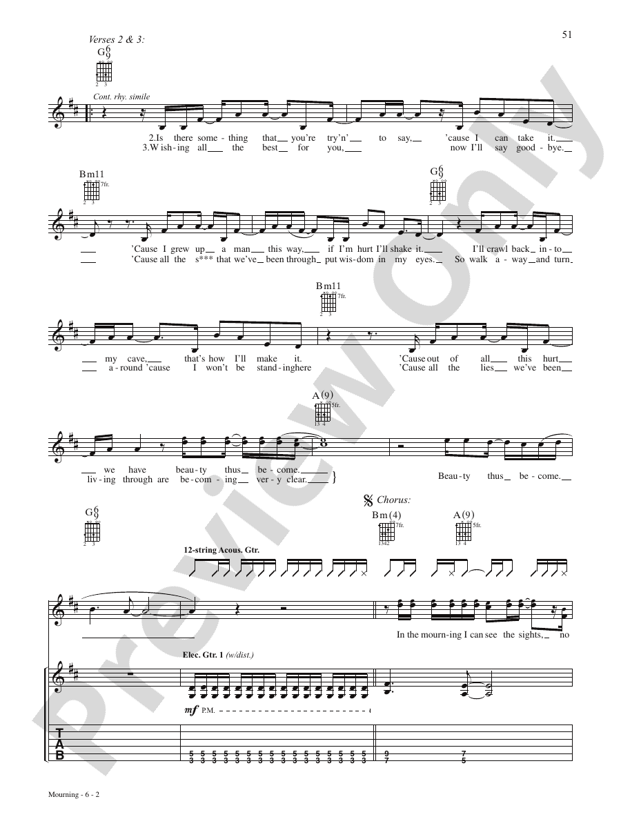 Mourning: Guitar: Tantric - Digital Sheet Music Download