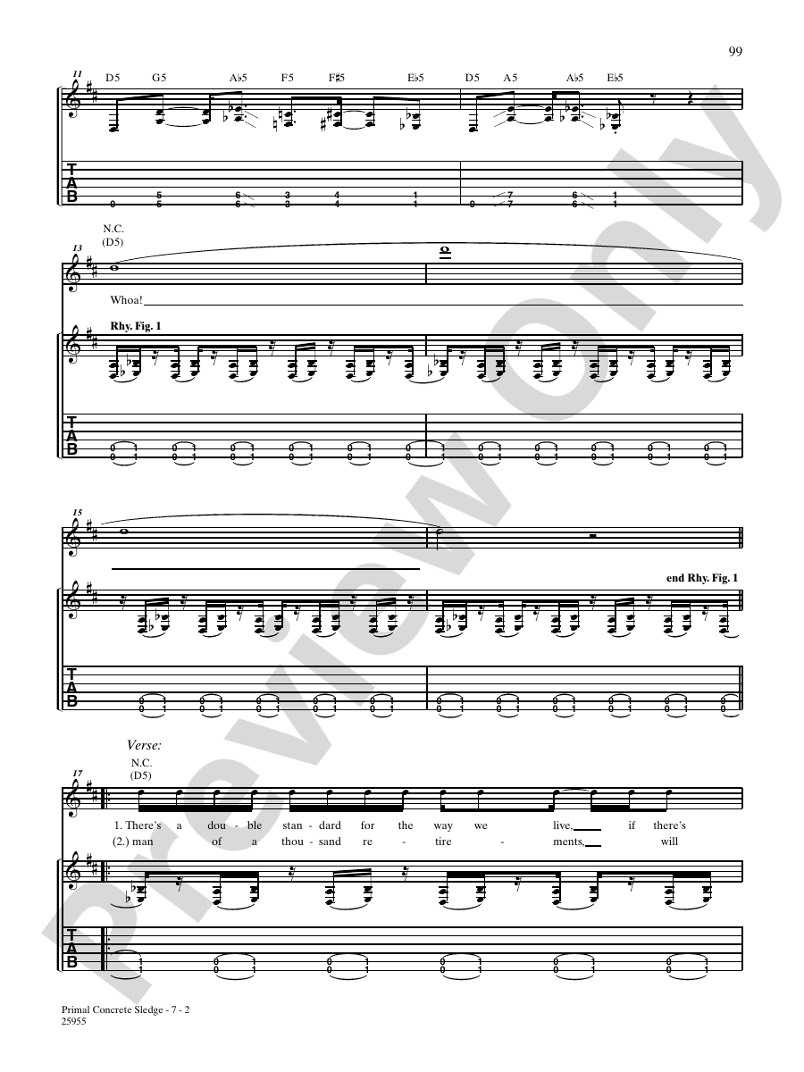 Primal Concrete Sledge: Guitar: Pantera - Digital Sheet Music Download