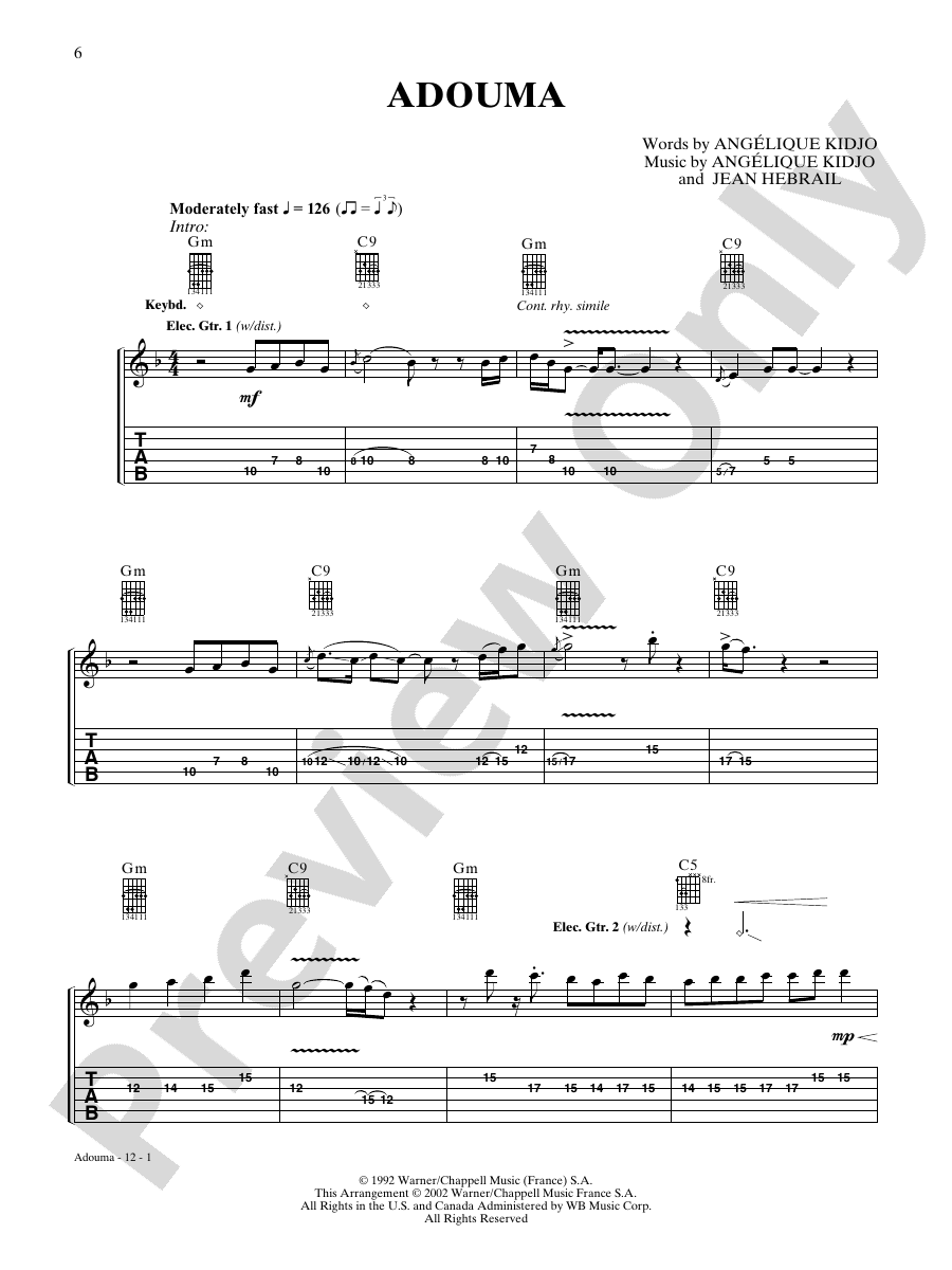 Adouma: Guitar: Santana - Digital Sheet Music Download
