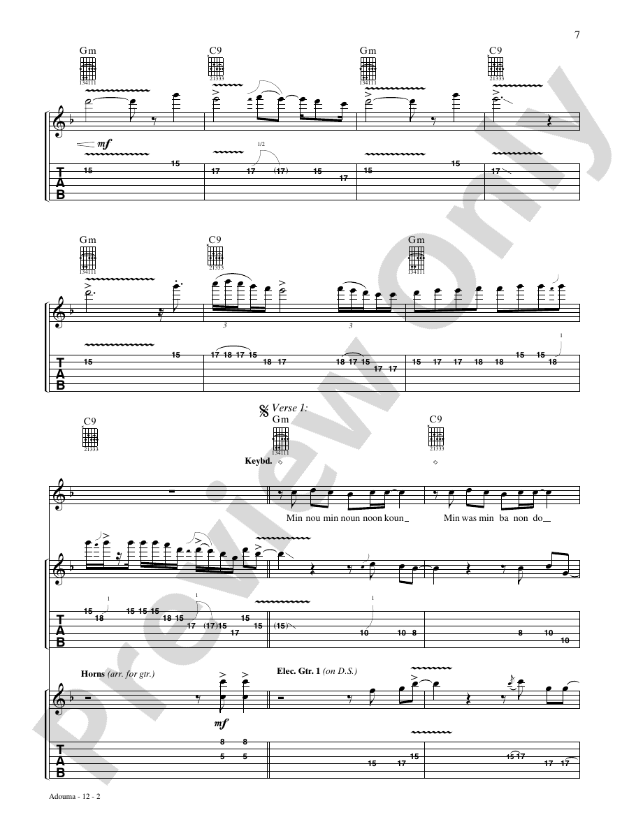 Adouma: Guitar: Santana - Digital Sheet Music Download