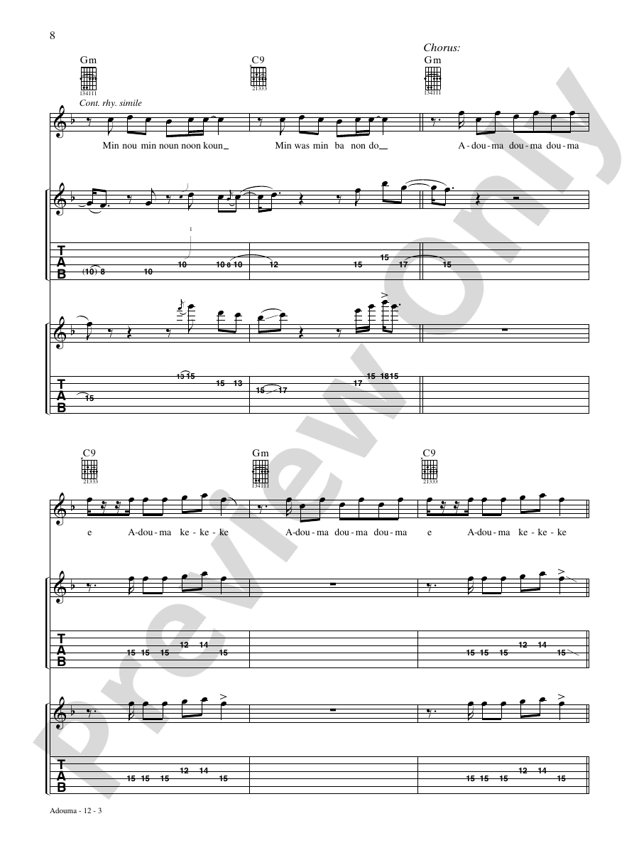 Adouma: Guitar: Santana - Digital Sheet Music Download