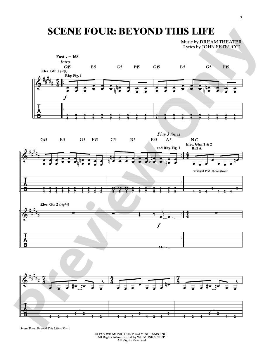 Beyond This Life: Guitar: Dream Theater - Digital Sheet Music Download