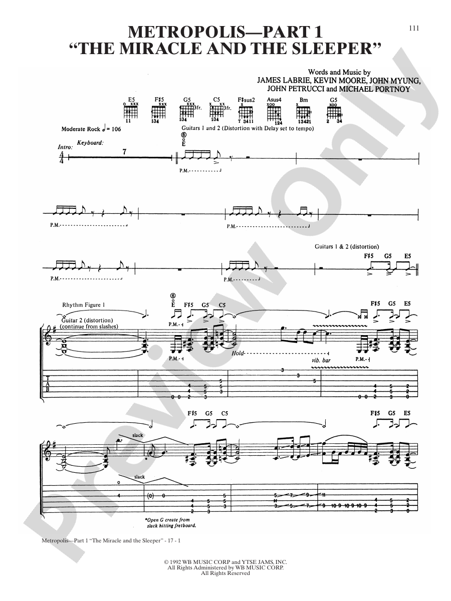 Metropolis-Part 1: "The Miracle and the Sleeper": Guitar: Dream Theater ...