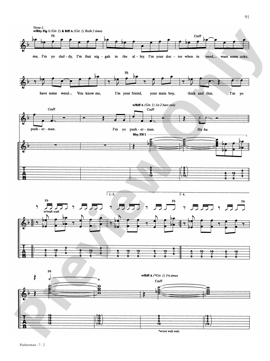 Pusher Man: Guitar: Curtis Mayfield - Digital Sheet Music Download