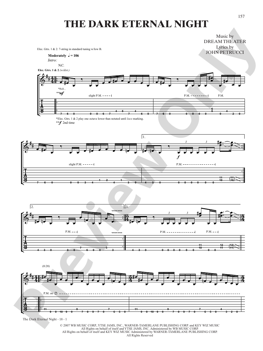 The Dark Eternal Night: Guitar: Dream Theater - Digital Sheet Music ...