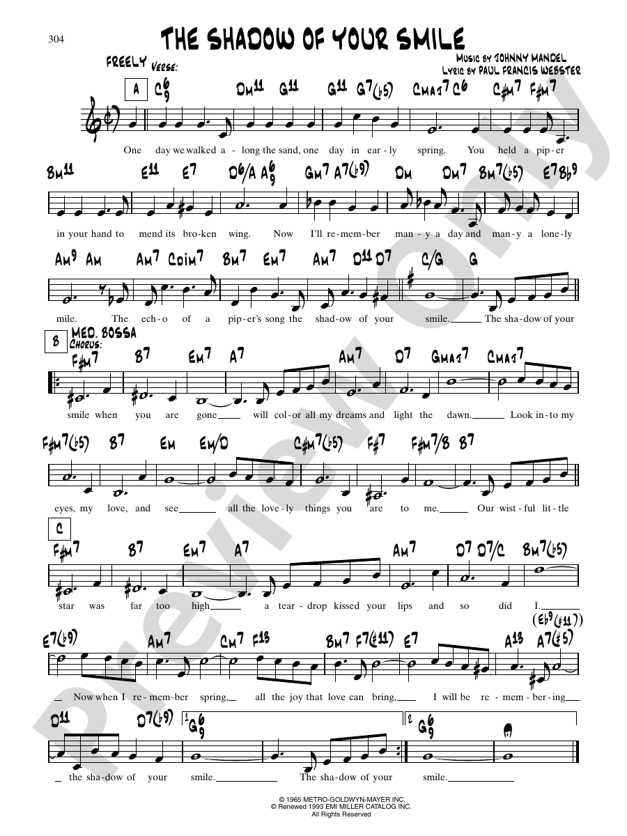 The Shadow Of Your Smile (From "The Sandpiper"): : Johnny Mandel ...