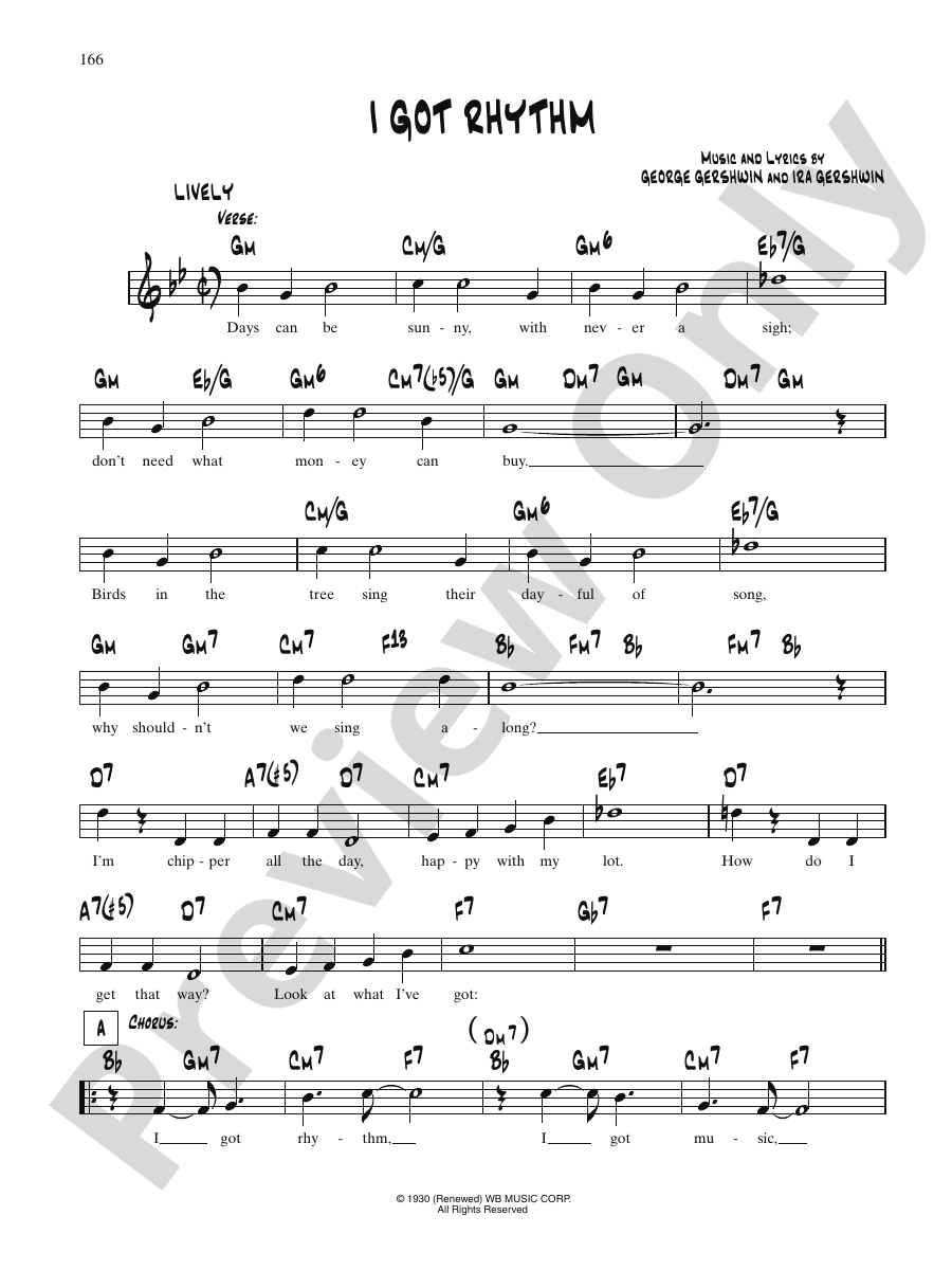 I Got Rhythm: : George & Ira Gershwin - Digital Sheet Music Download