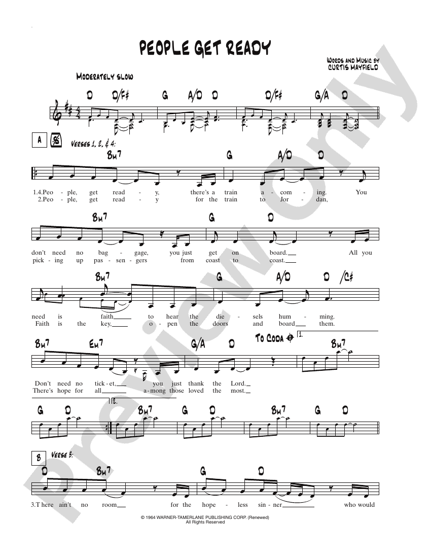 People Get Ready: Guitar: Curtis Mayfield - Digital Sheet Music Download
