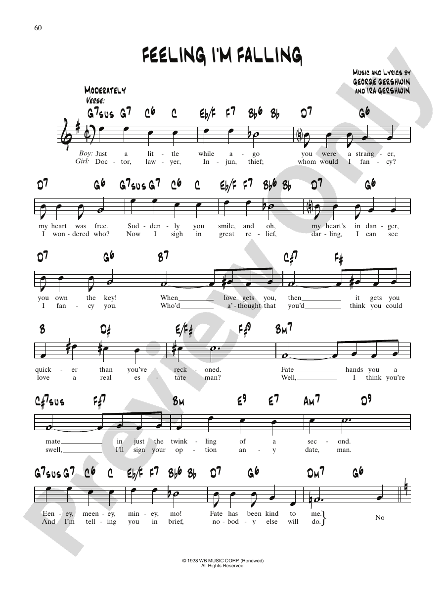 Feeling I'm Falling: Guitar: Ira Gershwin - Digital Sheet Music Download