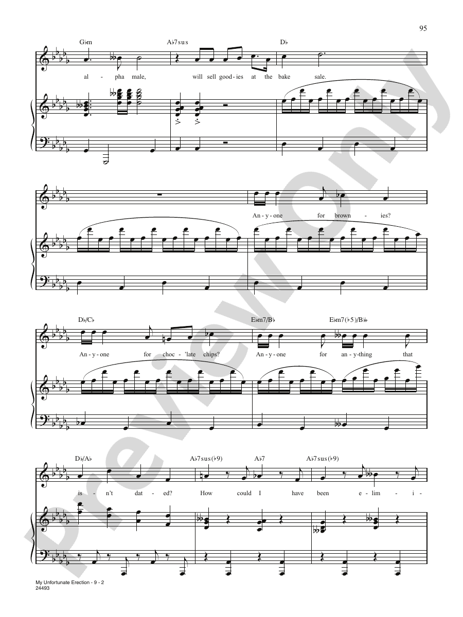 My Unfortunate Erection (from "The 25th Annual PUtnam County Spelling Bee"): Piano/Vocal/Chords ...