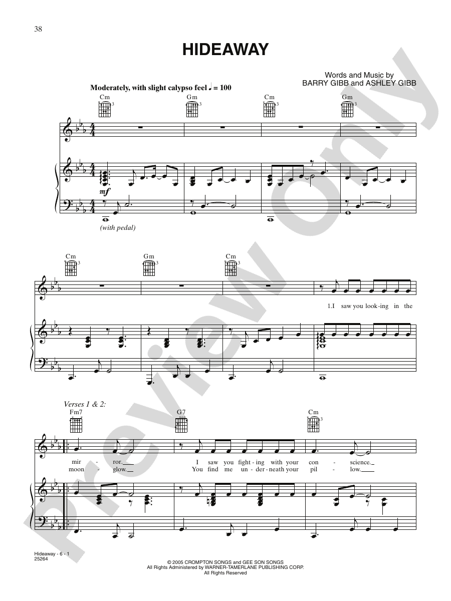 Hideaway: Piano/Vocal/Chords: Barbra Streisand - Digital Sheet Music ...