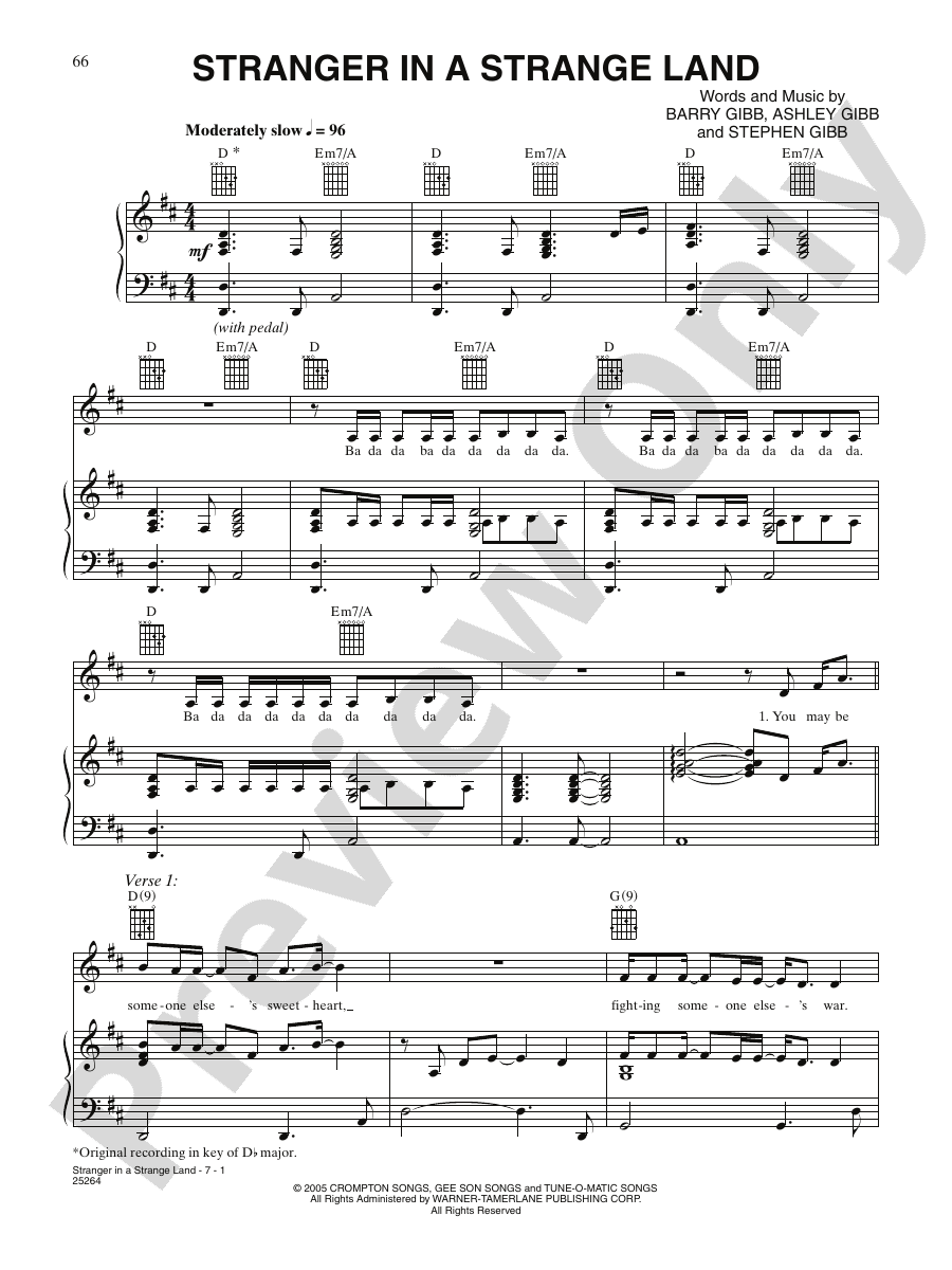 Stranger In A Strange Land: Piano/Vocal/Chords: Barbra Streisand ...