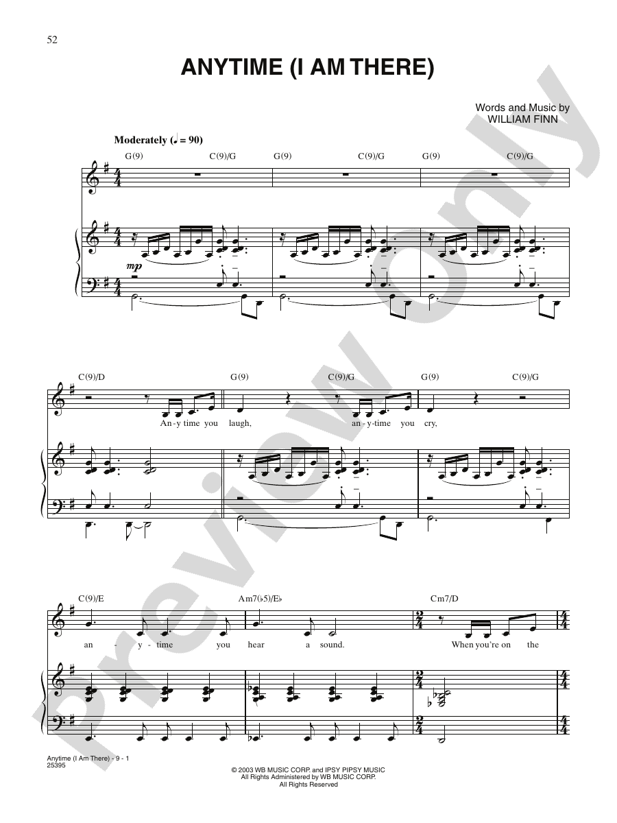 Anytime (I Am There) (from "Elegies: A Song Cycle"): Piano/Vocal/Chords: William Finn - Digital ...