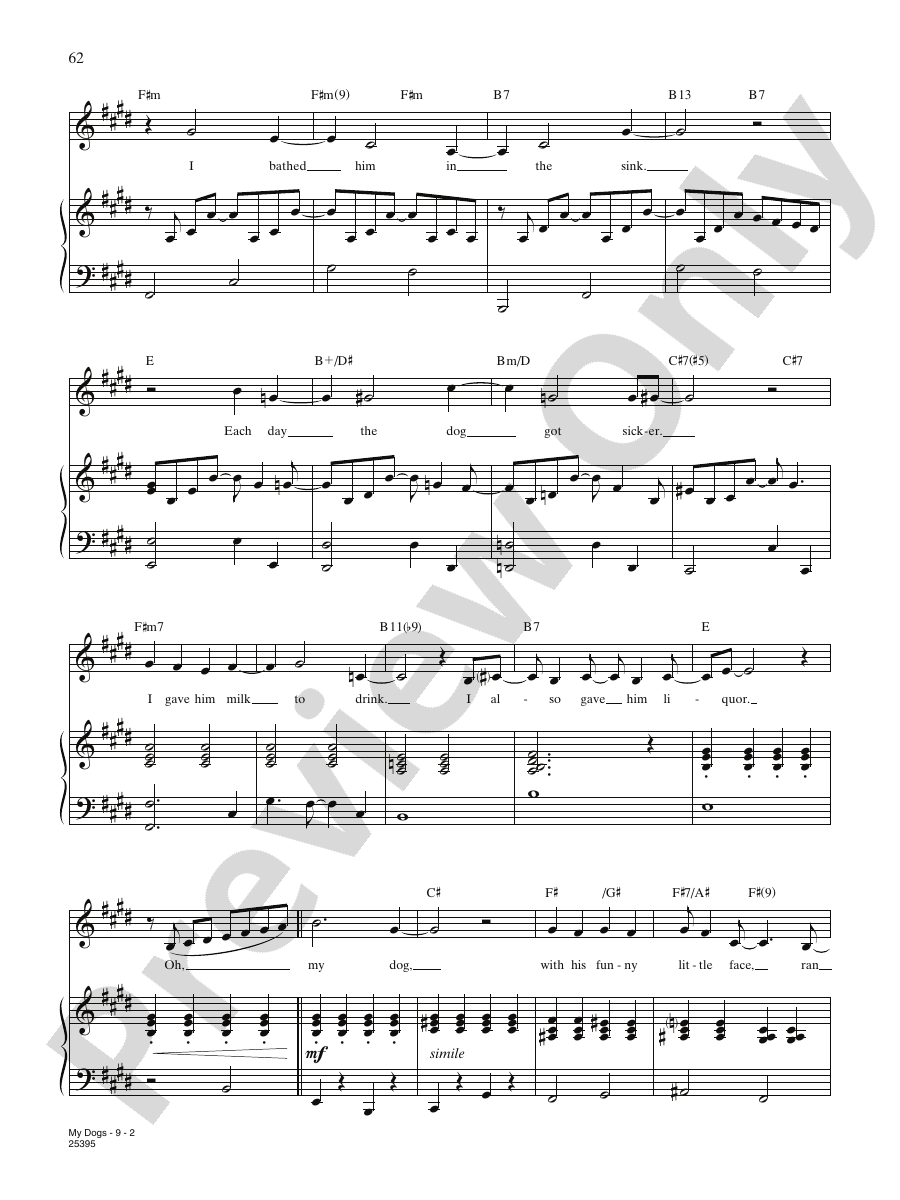 My Dogs (from "Elegies: A Song Cycle"): Piano/Vocal/Chords: William Finn - Digital Sheet Music ...