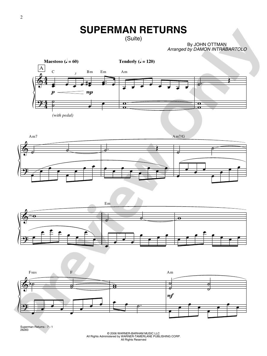 Superman Returns (Suite) (from "Superman Returns): Piano/Vocal/Chords ...