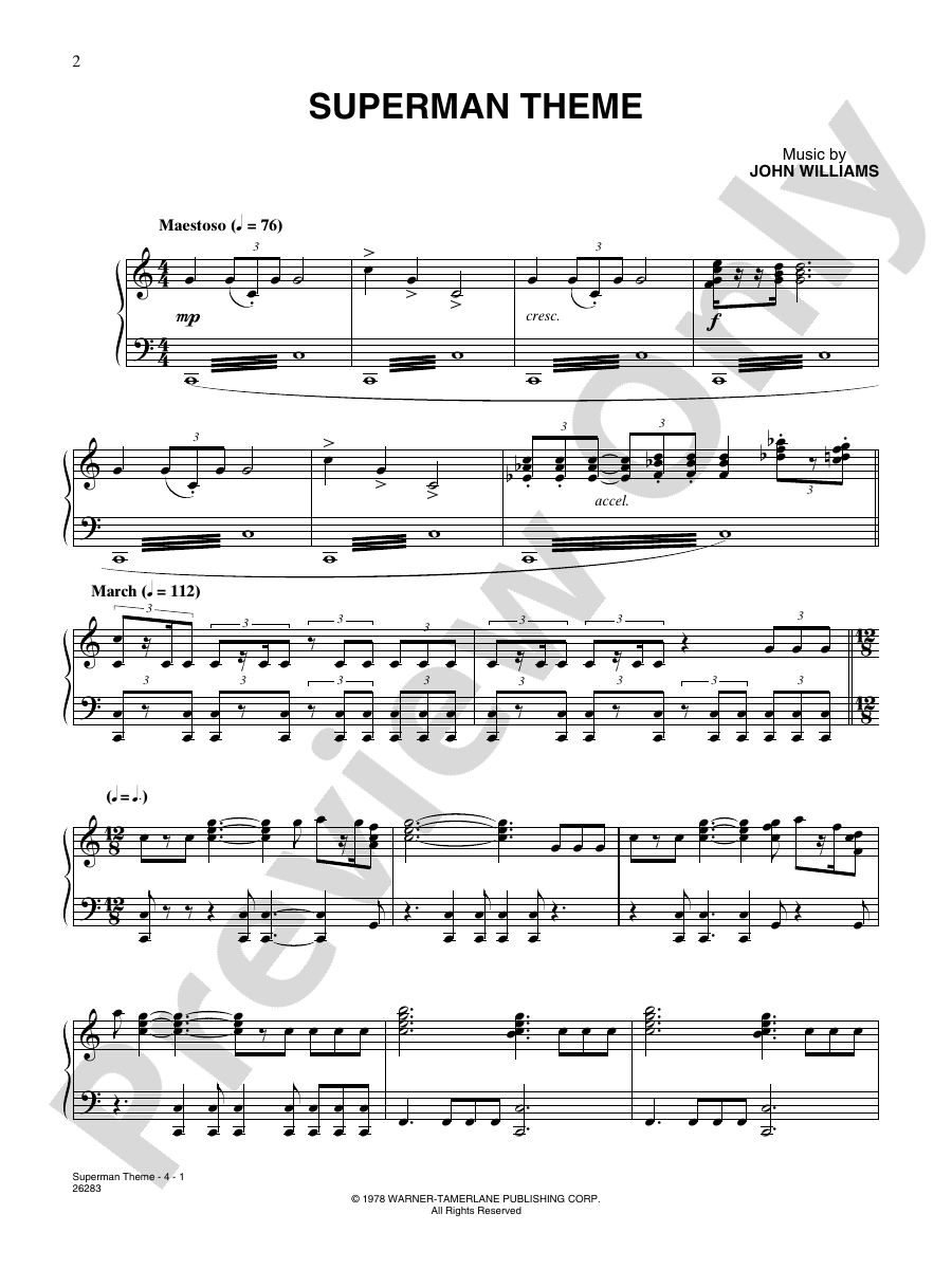 Theme From "Superman": Piano/Vocal/Chords: John Williams - Digital ...