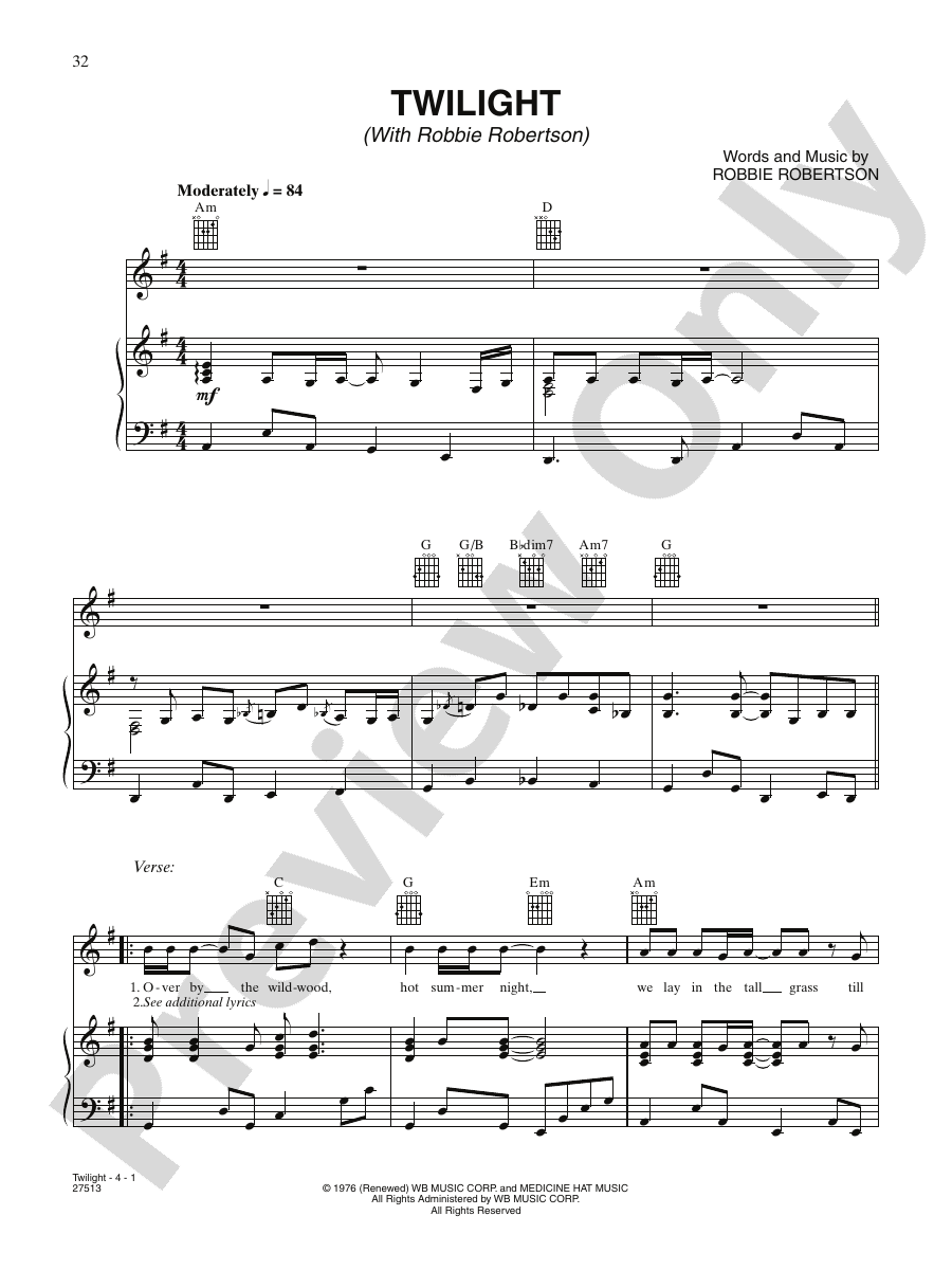 Twilight: Piano/Vocal/Chords: Jerry Lee Lewis - Digital Sheet Music ...