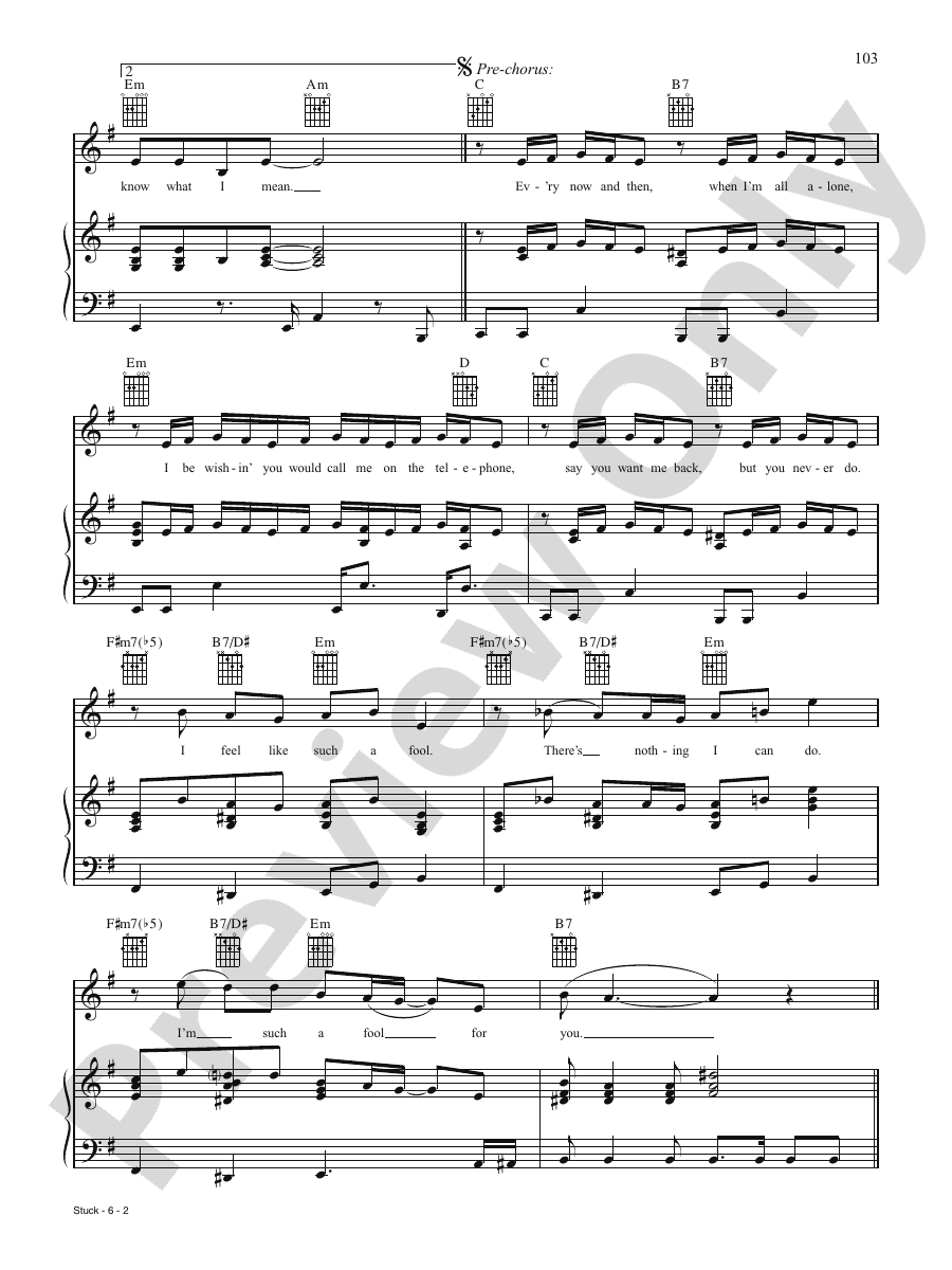 Stuck: Piano/Vocal/Chords: Stacie Orrico - Digital Sheet Music Download