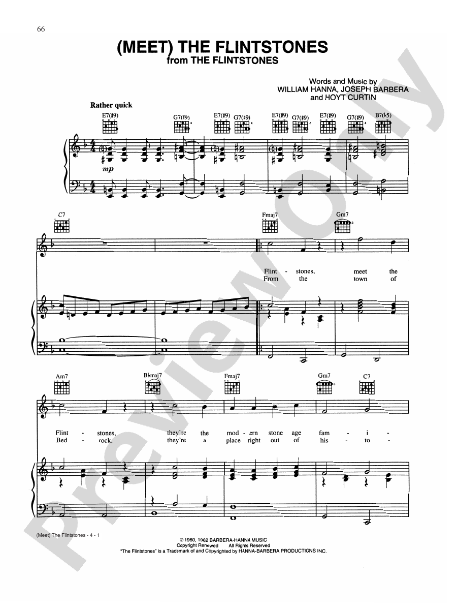 (Meet) The Flintstones: Piano/Vocal/Chords: William Hanna - Digital ...