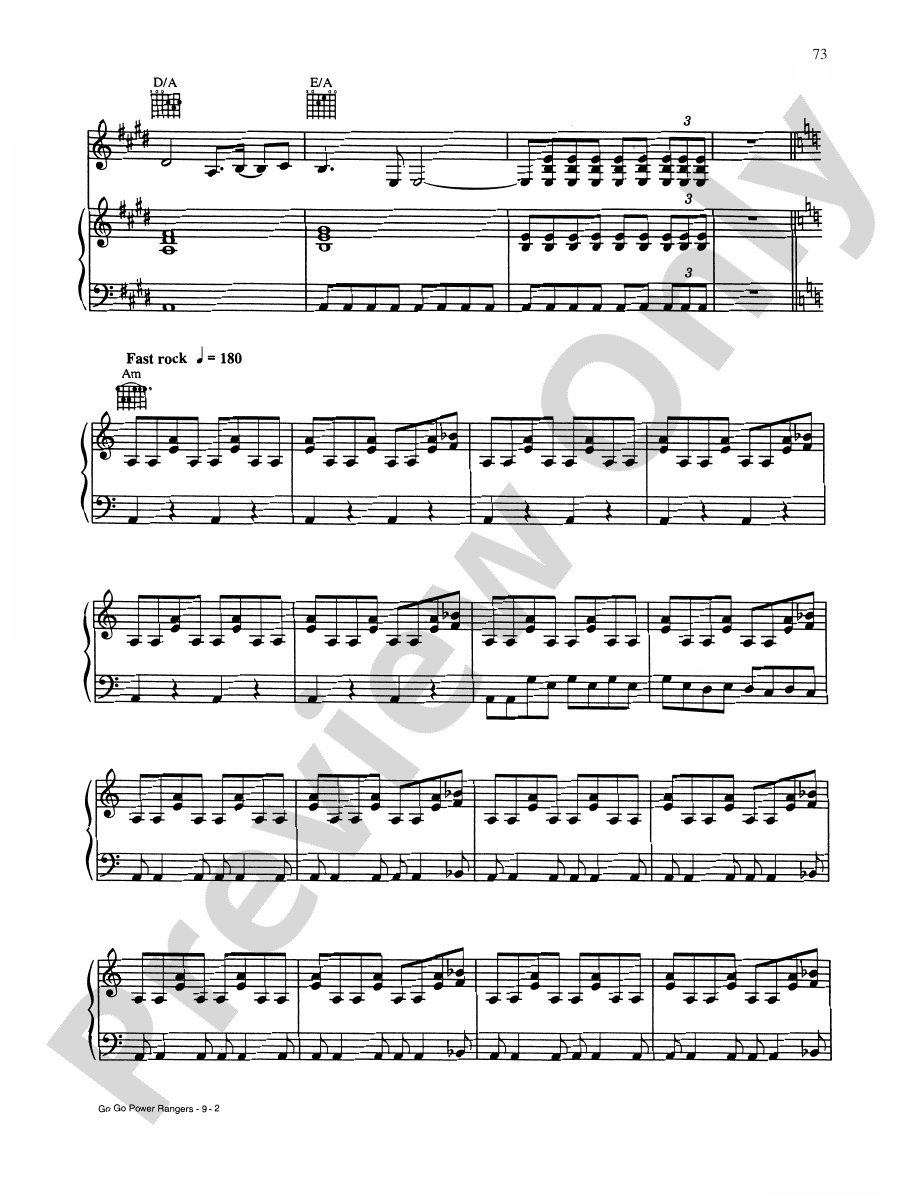 Go Go Power Rangers: Piano/Vocal/Chords: Haim Saban - Digital Sheet ...