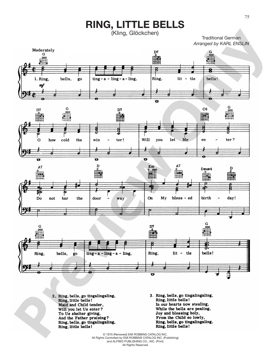 Ring, Little Bells: Piano/Vocal/Chords - Digital Sheet Music Download