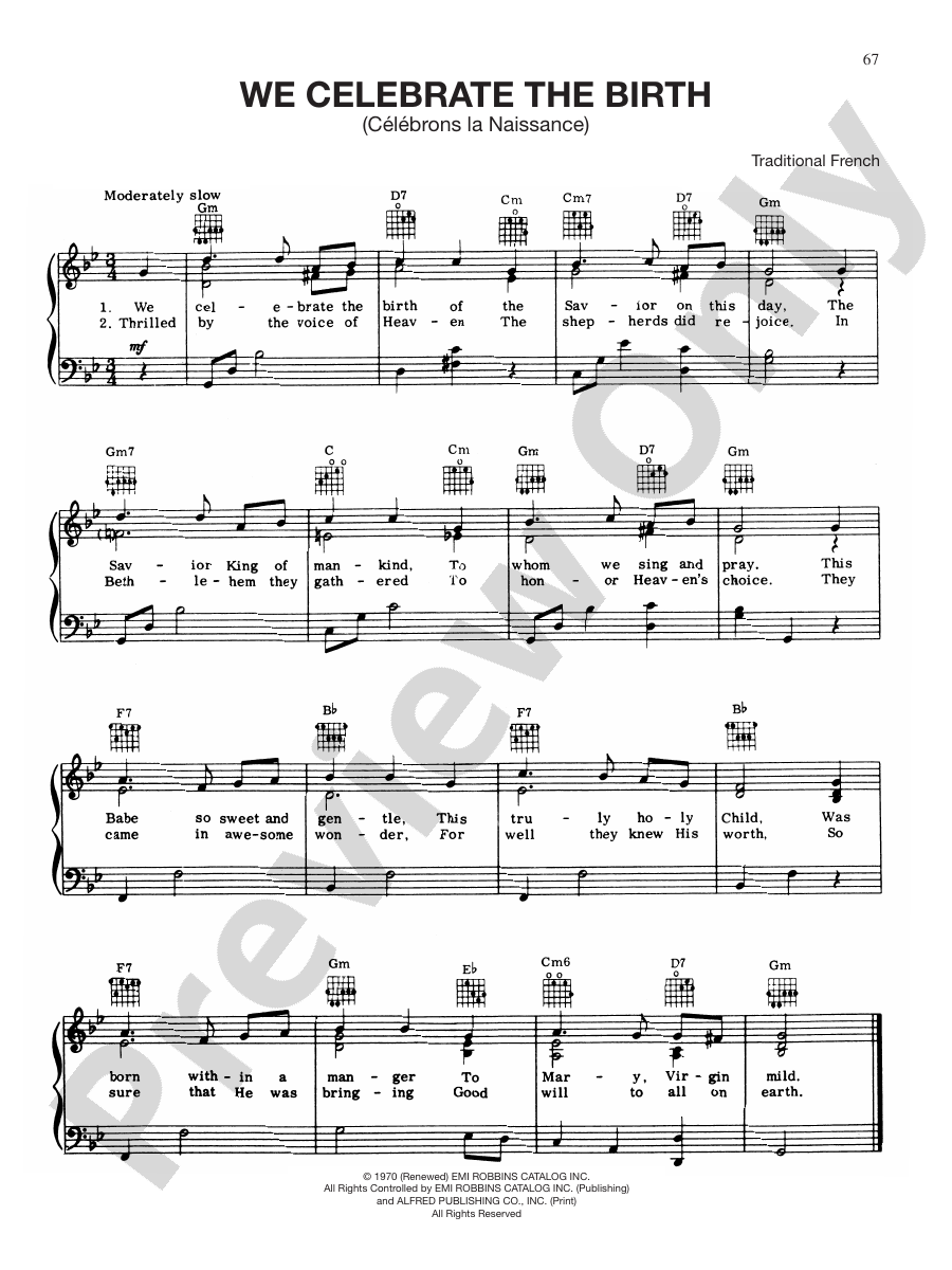 We Celebrate the Birth: Piano/Vocal/Chords - Digital Sheet Music Download