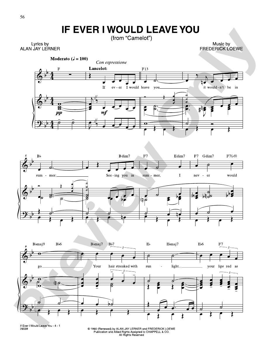 If Ever I Would Leave You (From "Camelot"): Voice: Frederick Loewe - Digital Sheet Music Download