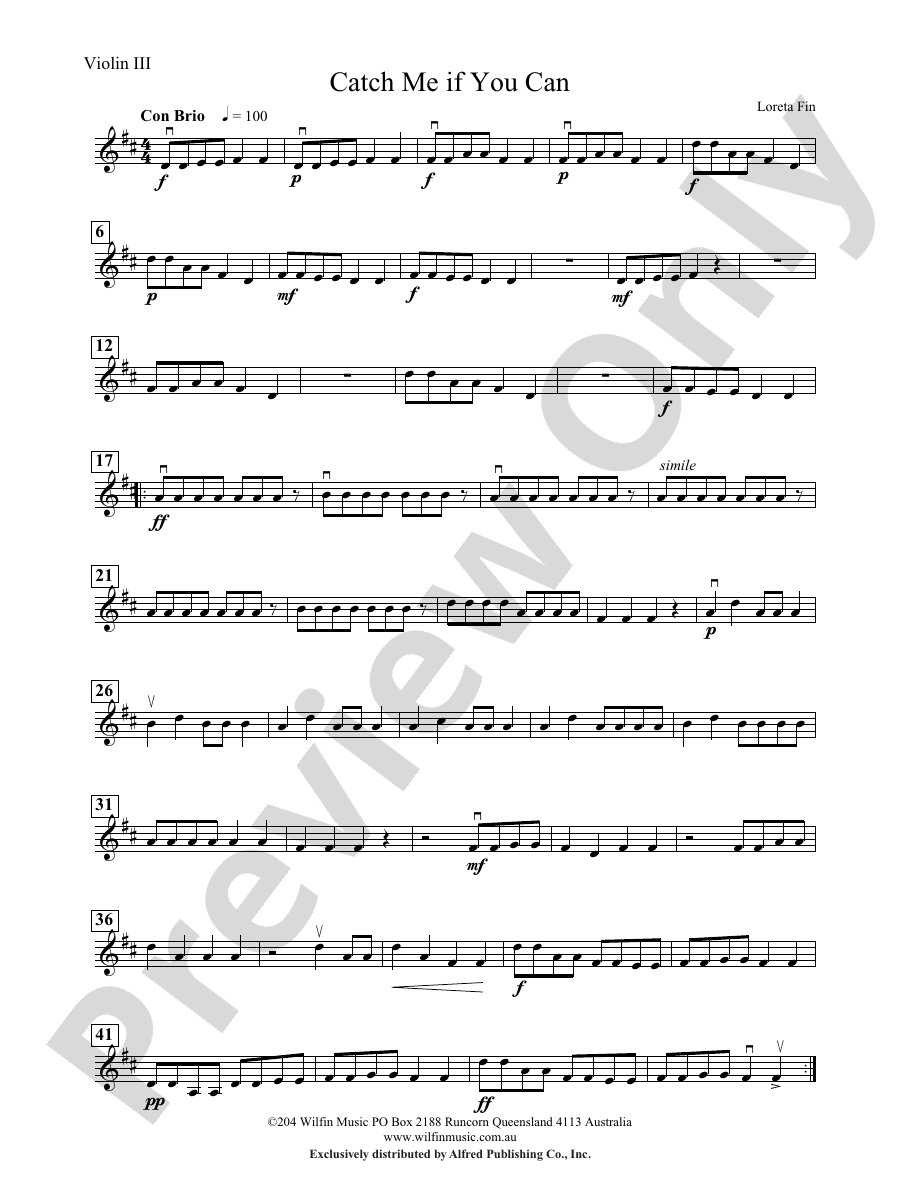 Catch Me If You Can: 3rd Violin (Viola [TC]): 3rd Violin (Viola [TC ...