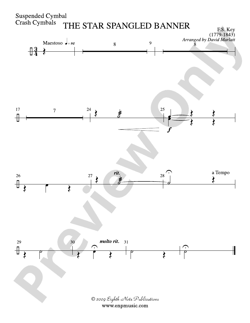 The Star Spangled Banner: 1st Percussion: 1st Percussion Part - Digital ...