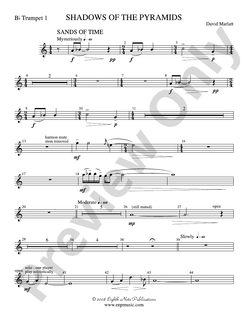 Shadows of the Pyramids: 1st B-flat Trumpet: 1st B-flat Trumpet Part ...