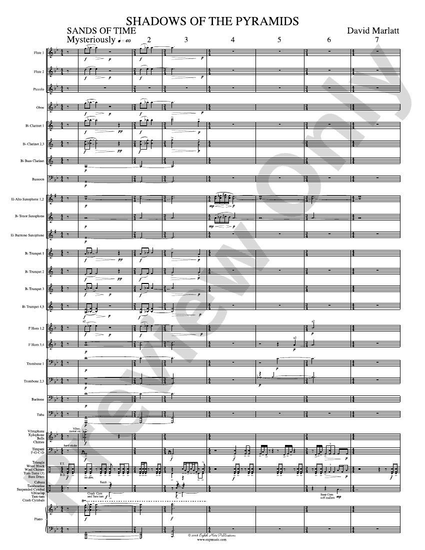 Shadows of the Pyramids: Concert Band Conductor Score & Parts: David ...