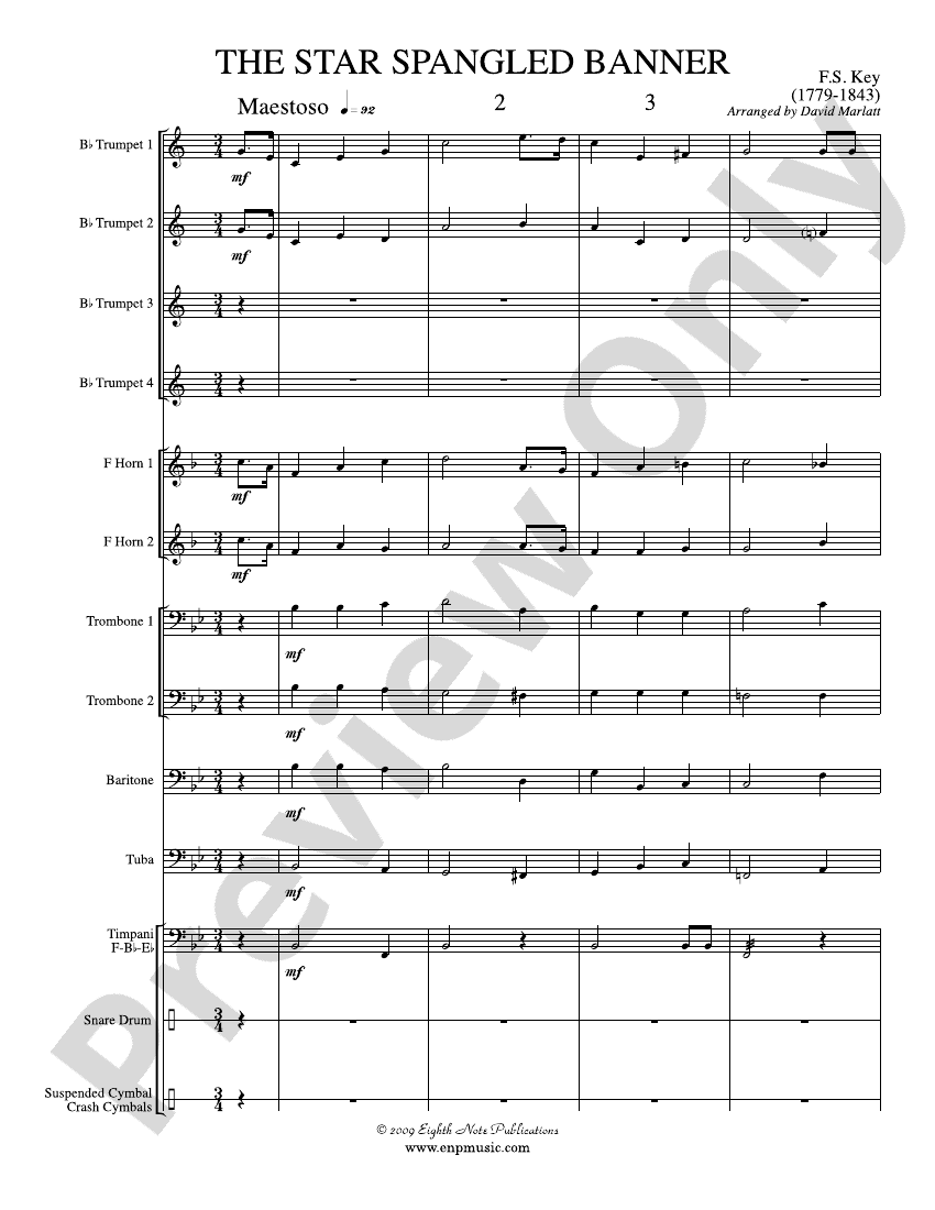 The Star Spangled Banner: Score: Brass Choir Score - Digital Sheet ...