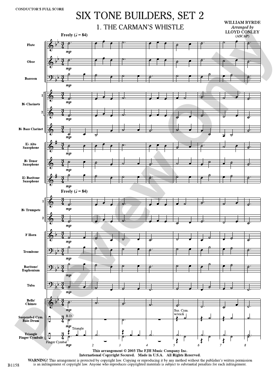 Six Tone Builders, Set 2: Score: Concert Band Score: Lloyd Conley ...