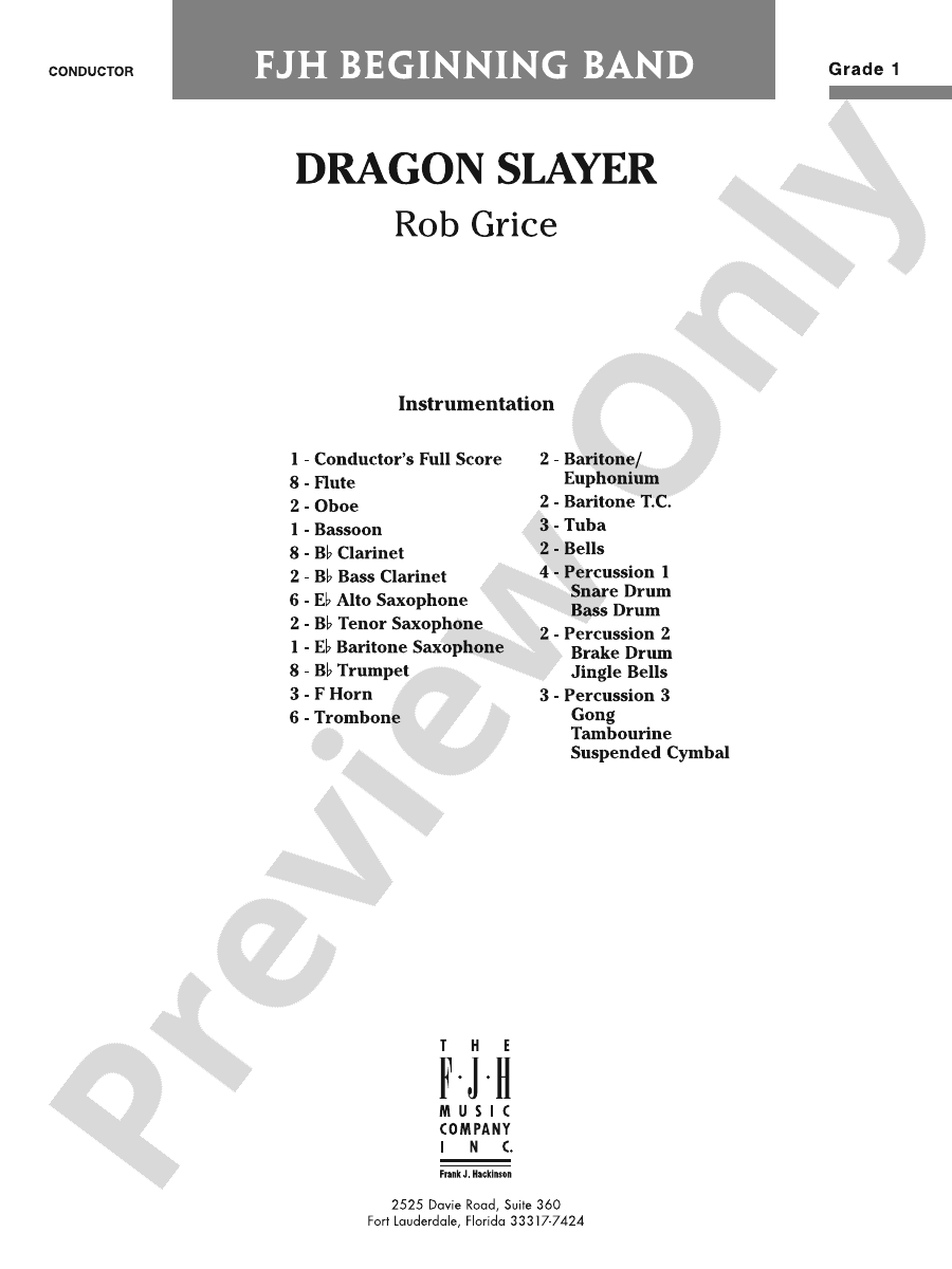 Dragon Slayer: Score: Concert Band Score: Rob Grice - Digital Sheet ...