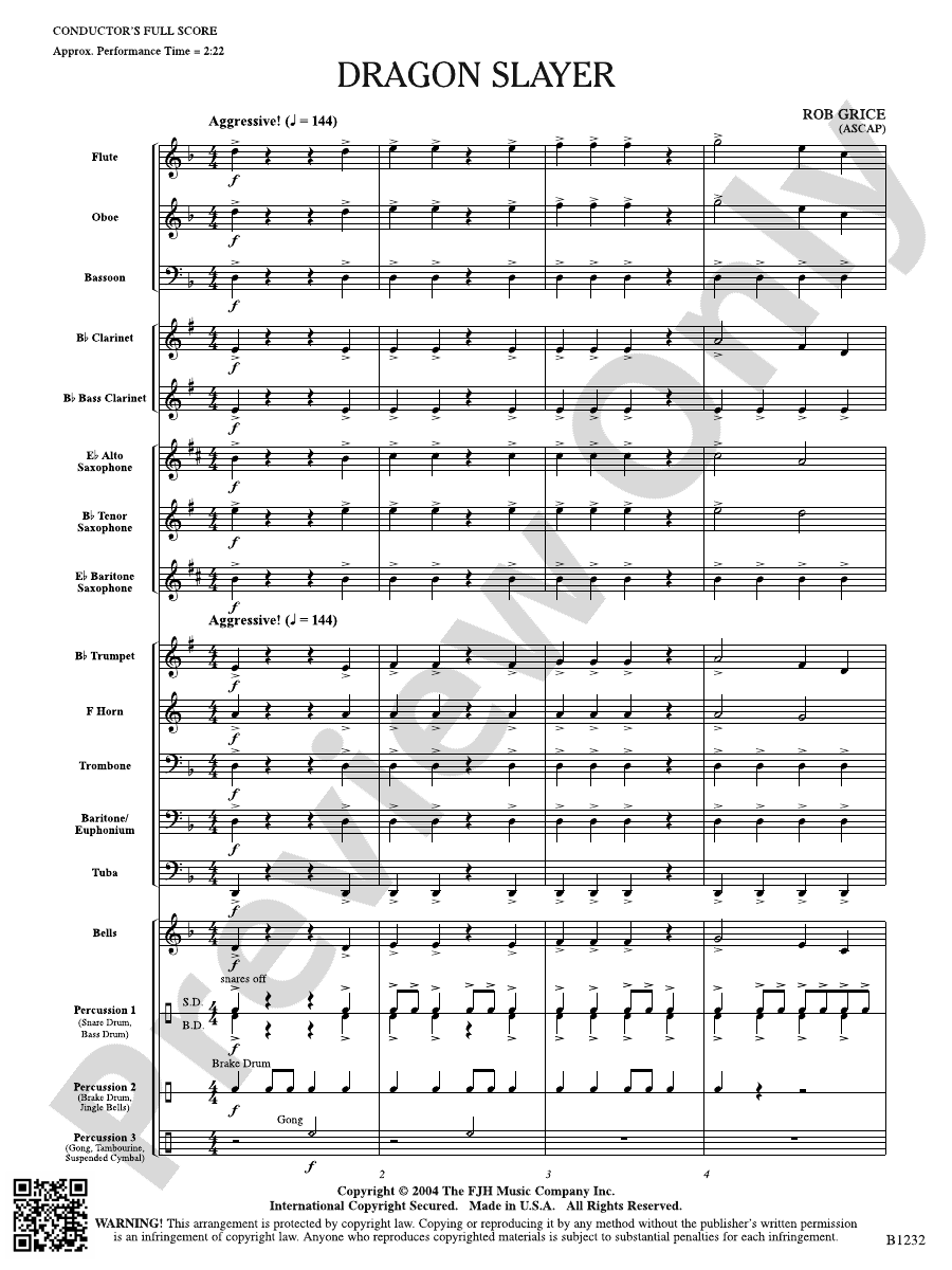 Dragon Slayer: Score: Concert Band Score: Rob Grice - Digital Sheet Music Download