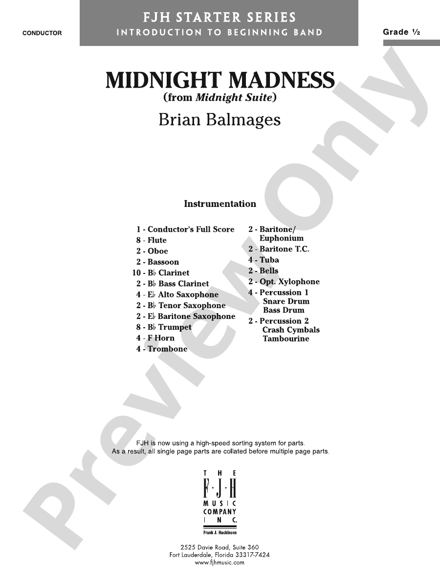 Midnight Madness (from Midnight Suite): Score: Concert Band Score ...