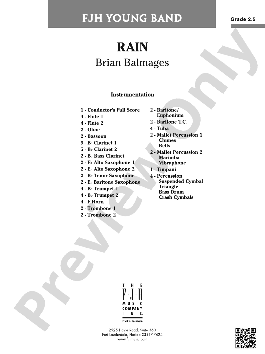 Rain: Score: Concert Band Score: Brian Balmages - Digital Sheet Music Download