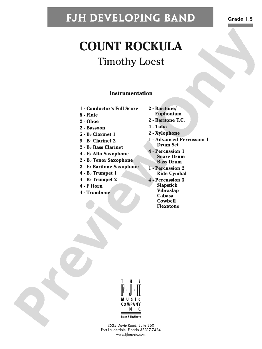 Count Rockula: Score: Concert Band Score: Timothy Loest - Digital Sheet ...