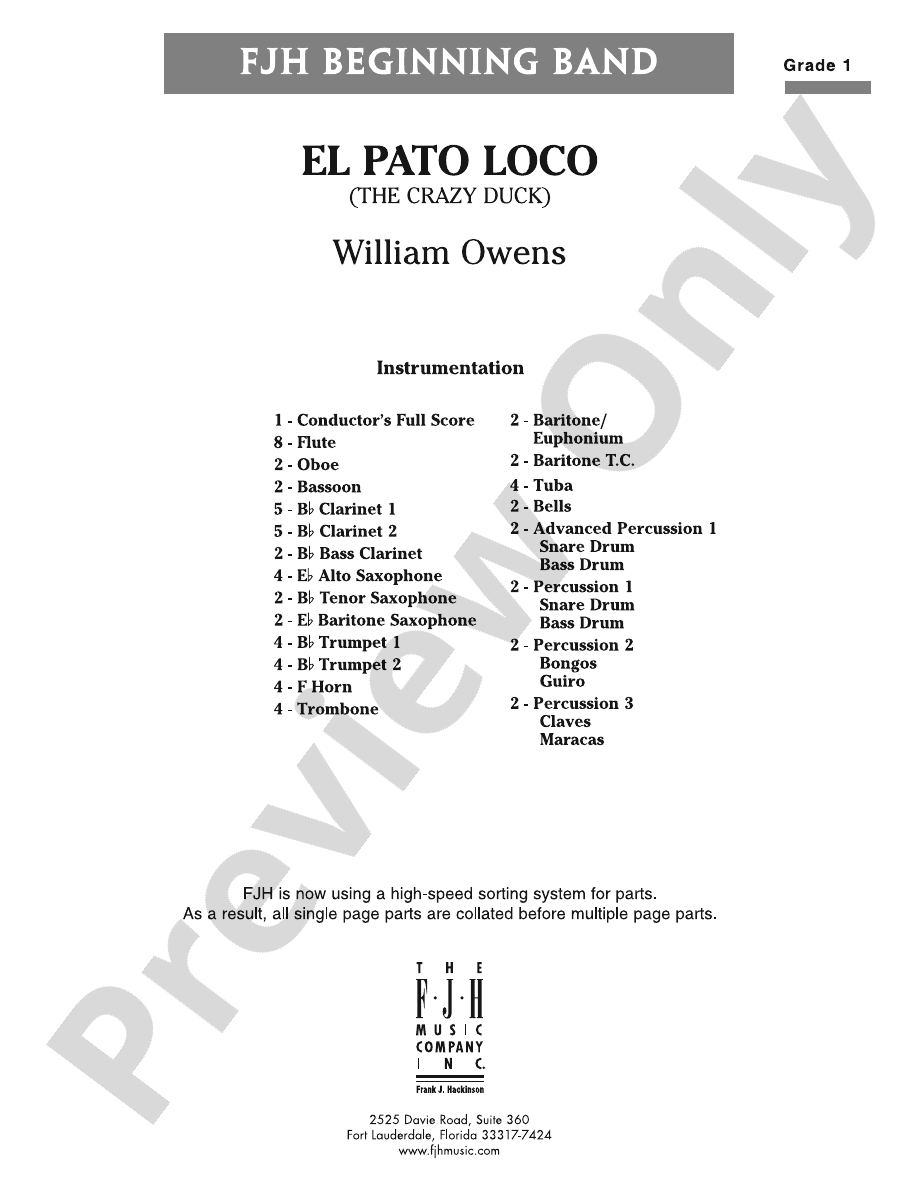 El Pato Loco: Score: : William Owens - Digital Sheet Music Download