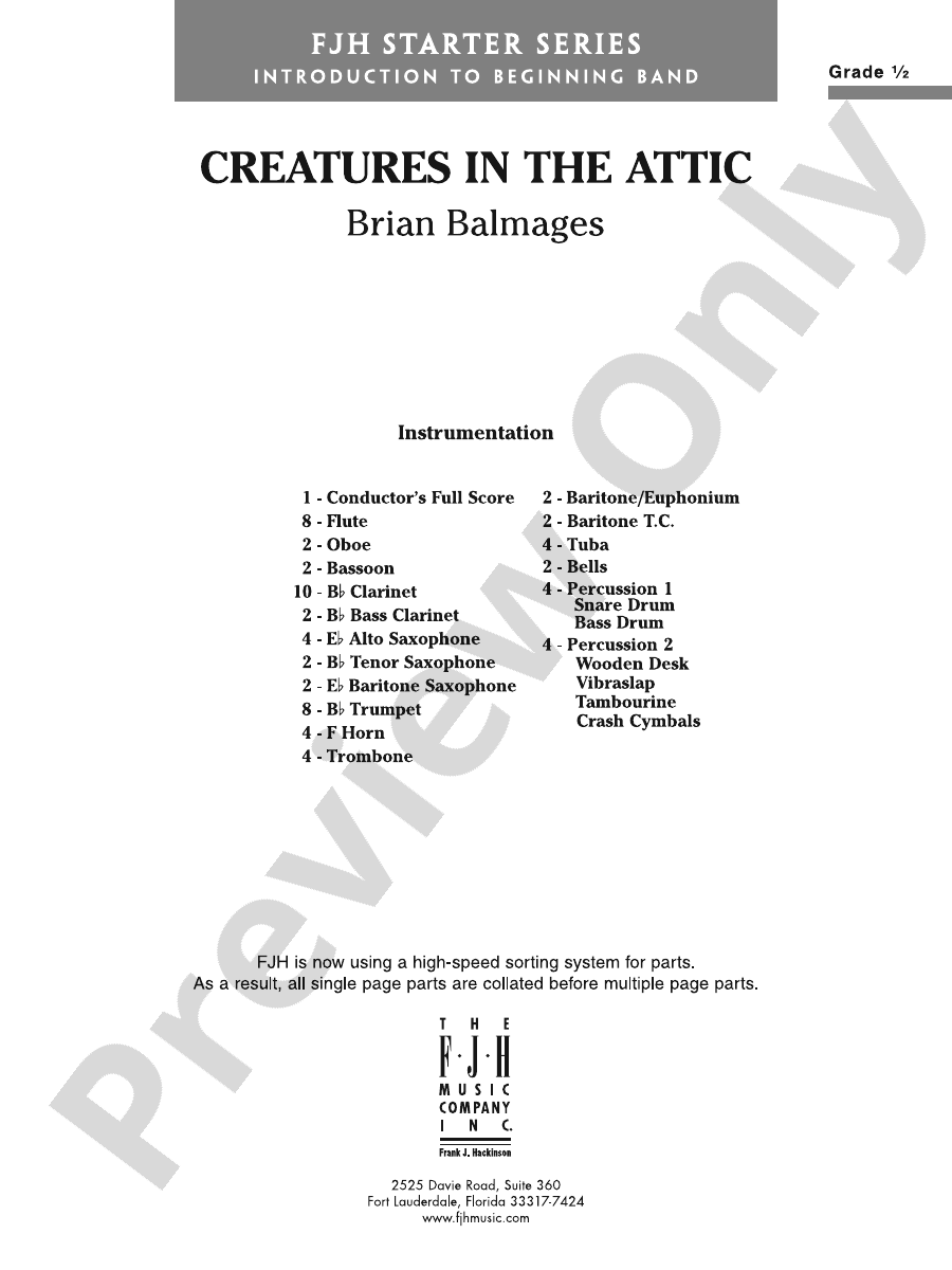 Creatures in the Attic: Score: Concert Band Score: Brian Balmages ...