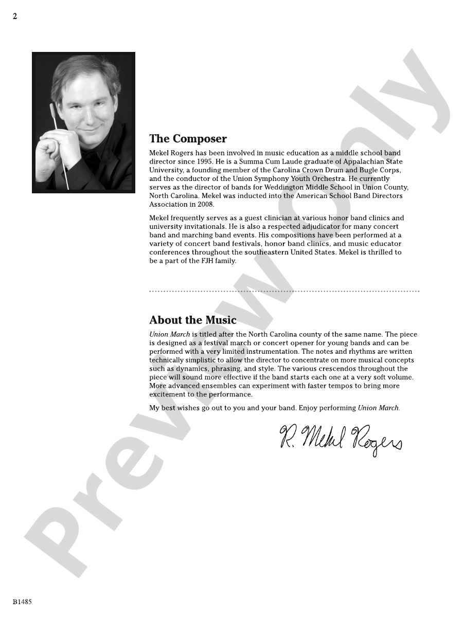 Union March: Score: Concert Band Score: Mekel Rogers - Digital Sheet ...