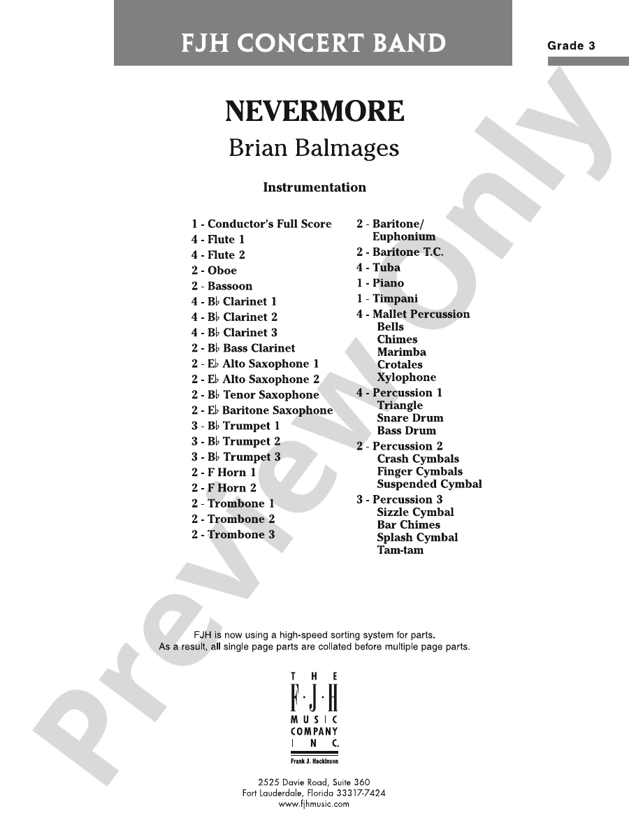 Nevermore: Score: Concert Band Score: Brian Balmages - Digital Sheet ...