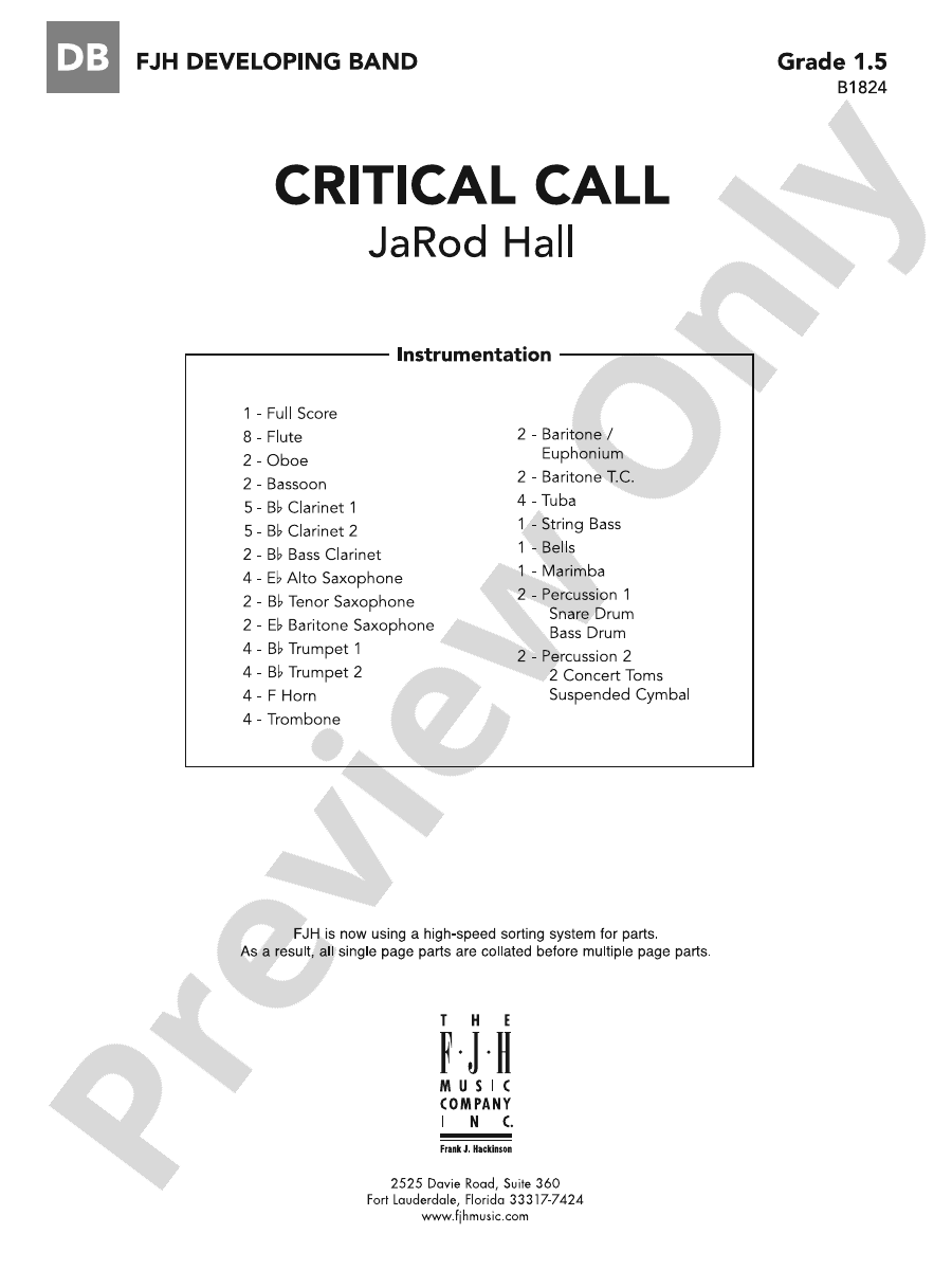 Critical Call: Score: Concert Band Score: JaRod Hall - Digital Sheet ...