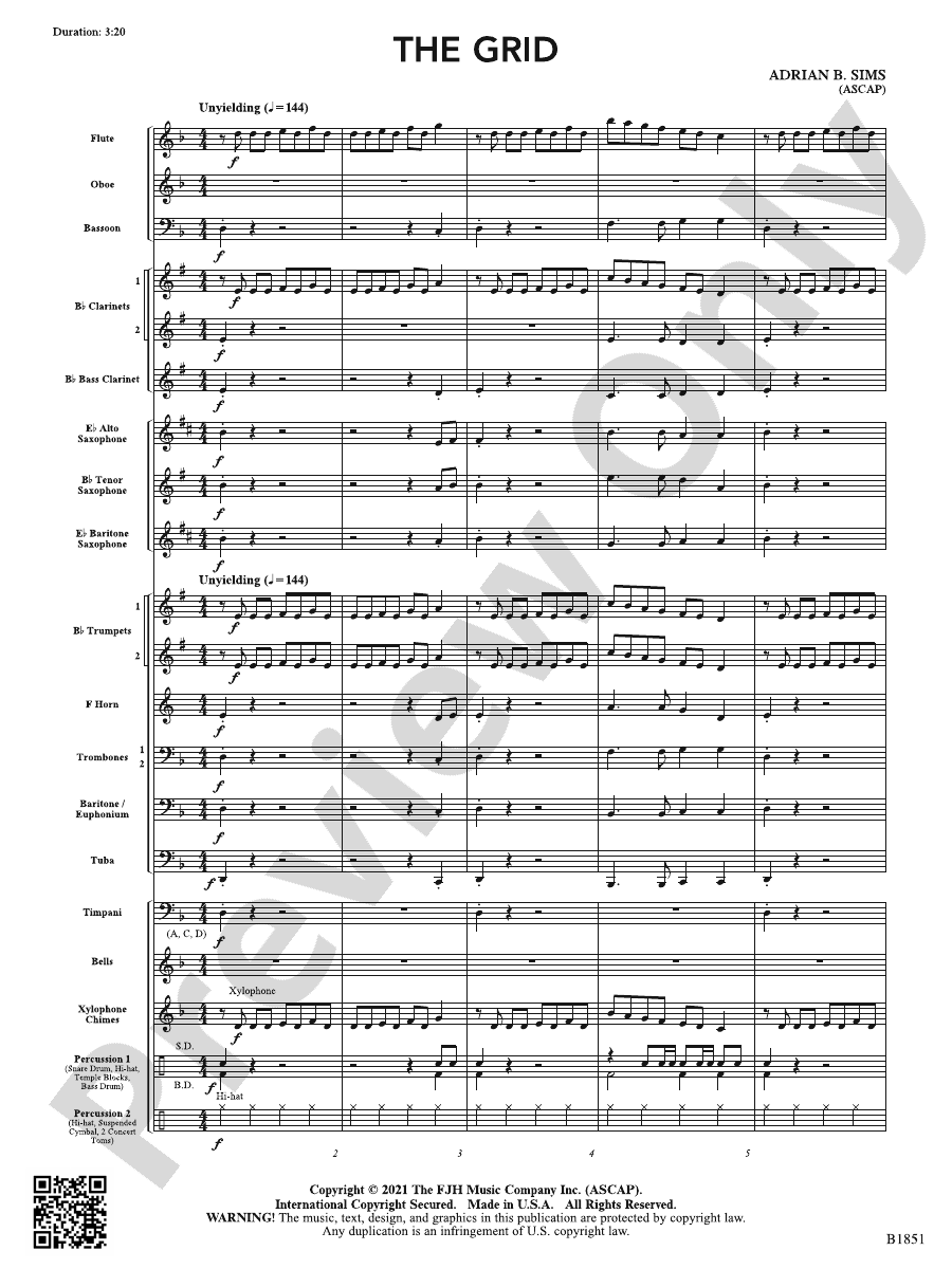 The Grid: Score: Concert Band Score: Adrian B. Sims - Digital Sheet ...