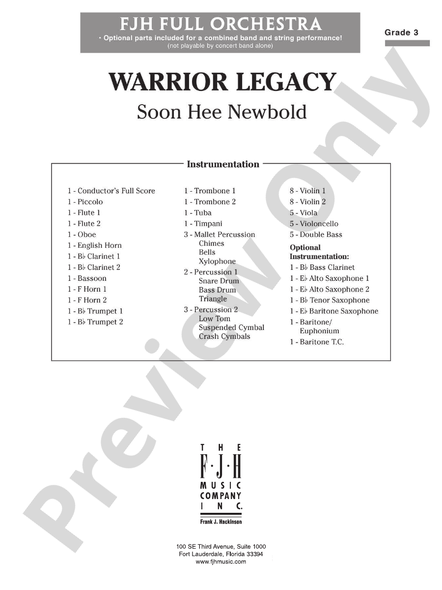 Warrior Legacy: Full Orchestra Conductor Score & Parts: Soon Hee ...