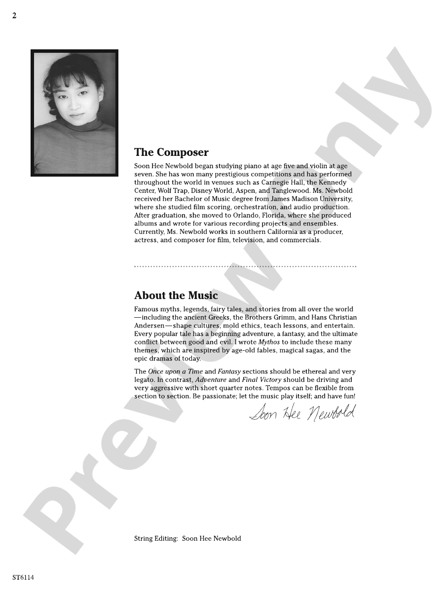 Mythos: Score: String Orchestra Score: Soon Hee Newbold - Digital Sheet Music Download