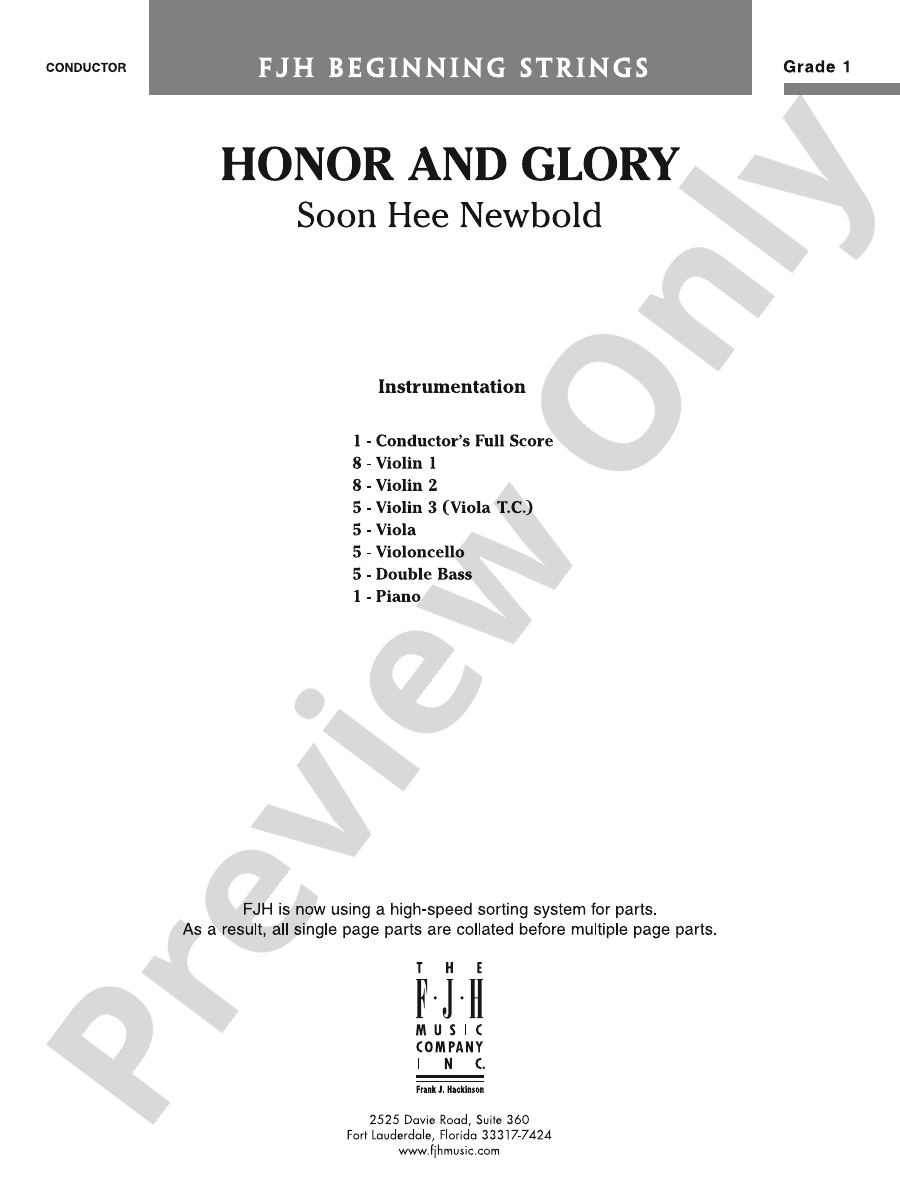 Honor and Glory: Score: String Orchestra Score: Soon Hee Newbold ...