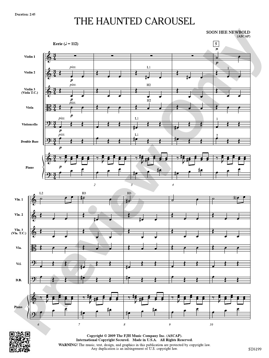 The Haunted Carousel: Score: String Orchestra Score: Soon Hee Newbold - Digital Sheet Music Download