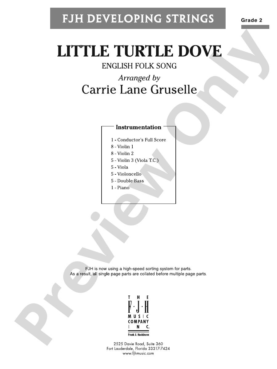 Little Turtle Dove: Score: String Orchestra Score - Digital Sheet Music ...