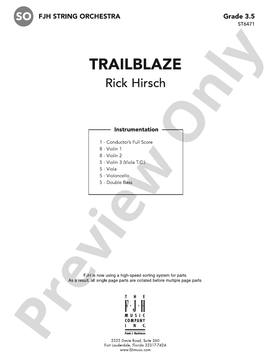 Trailblaze: Score: : Rick Hirsch - Digital Sheet Music Download